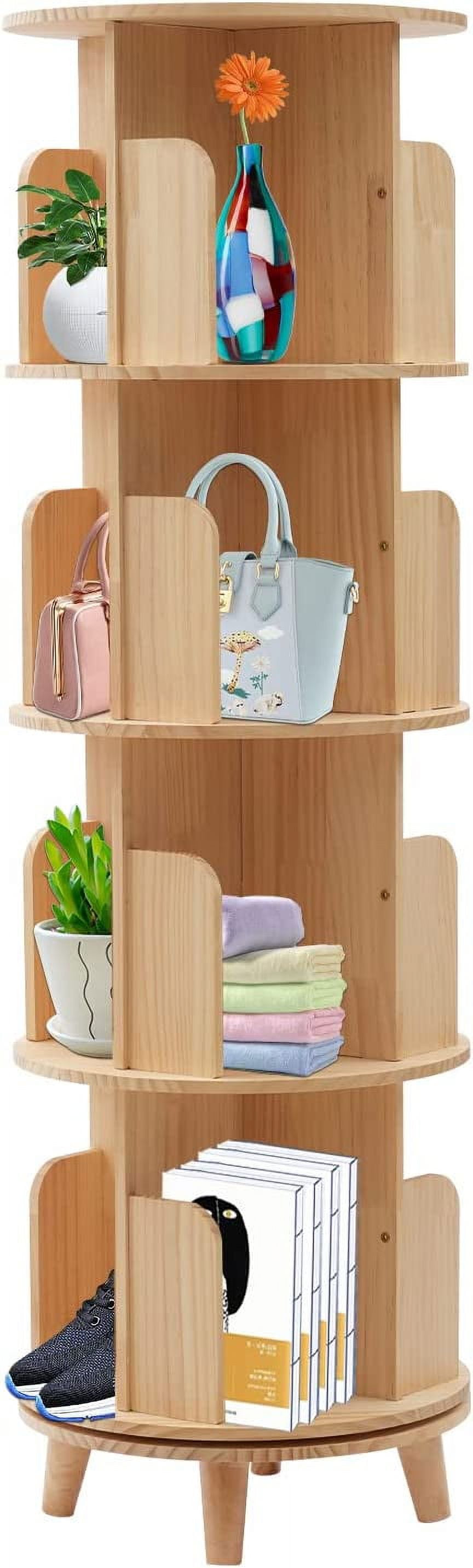 Rotating Bookshelf, Tier Rotating Bookshelf with Legs, Display Standing ...
