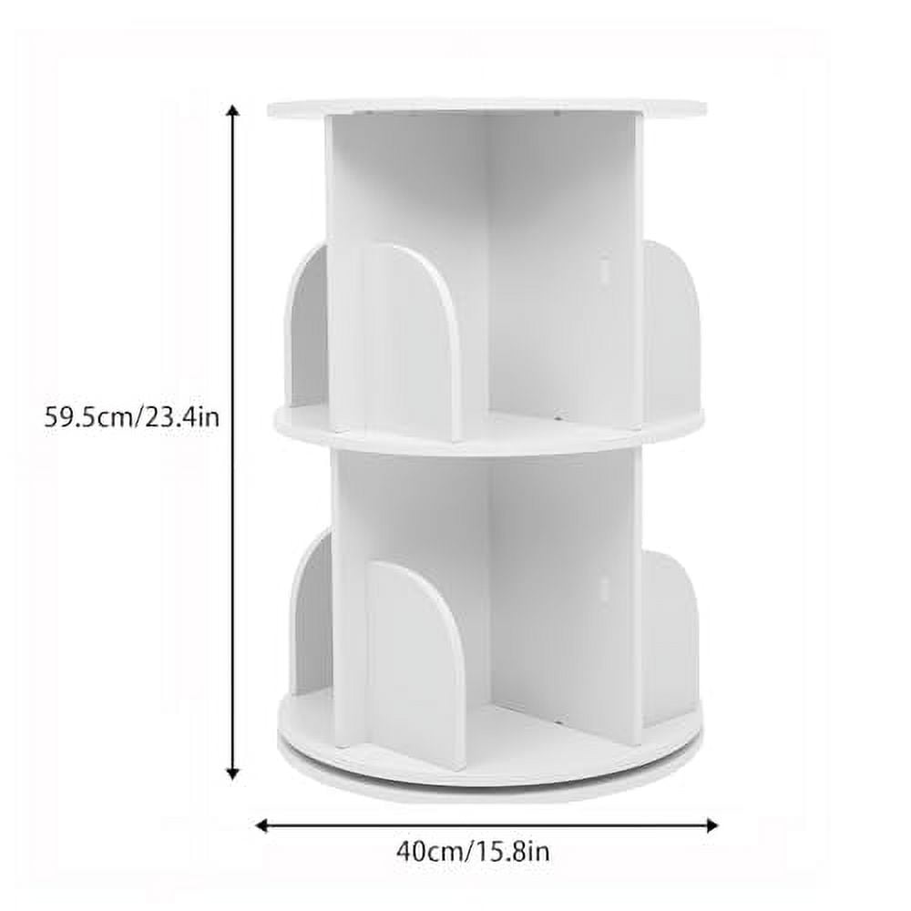 Rotating Bookshelf Tower, 2-Tier Corner Bookcase 360 ° Spinning ...