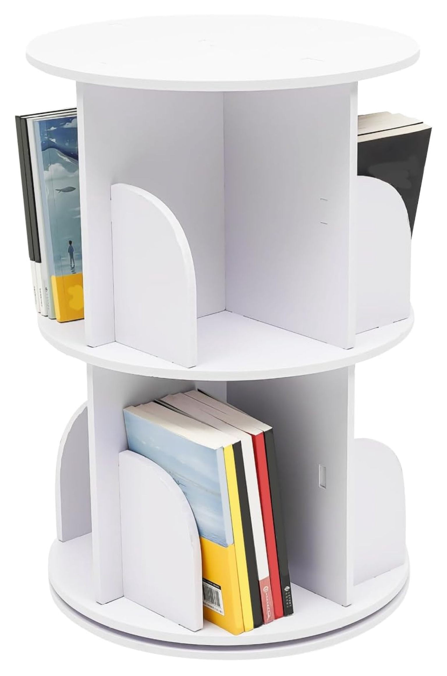 Rotating Bookshelf Tower, 2 Tier Revolving Bookcase, Corner Bookshelf ...