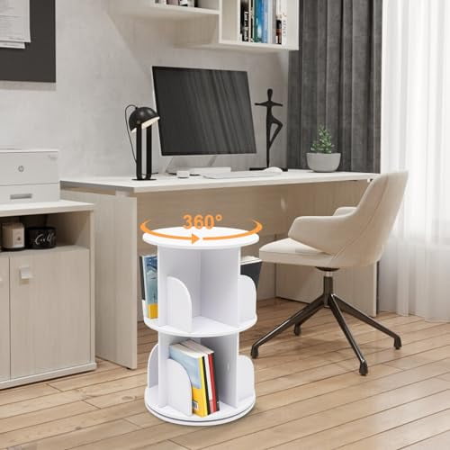 Rotating Bookshelf Tower, 360 Display Floor Standing Bookcase Storage ...