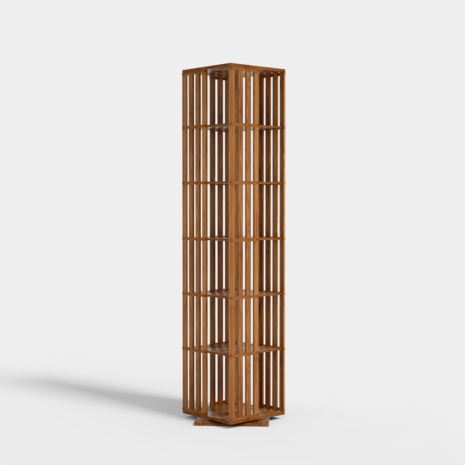 Rotating Bookshelf Tower, 360 Display Spinning Bookcase, Bamboo ...