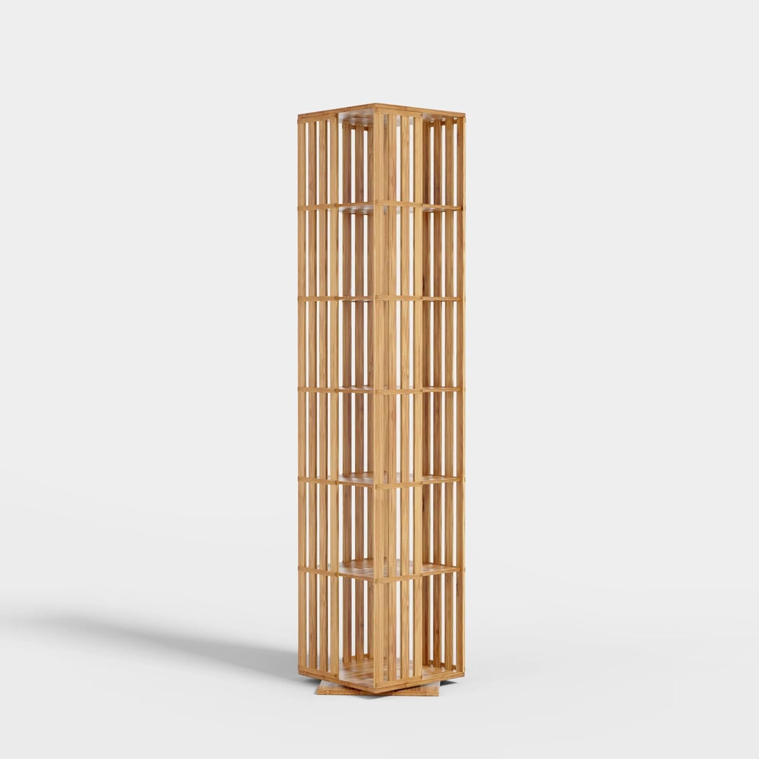 Rotating Bookshelf Tower, 360 Display Spinning Bookshelf, Bamboo ...