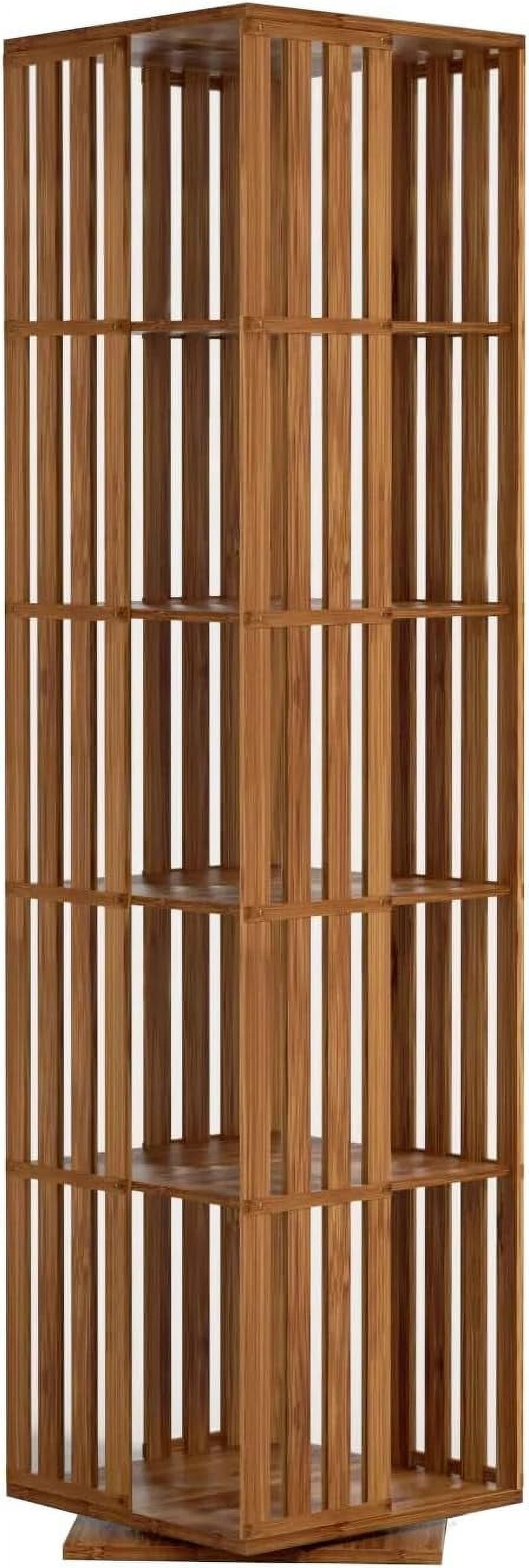 Rotating Bookshelf Tower, 360 Display Spinning Bookshelf, Bamboo ...