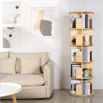 Qunbio 5 Tier Bedroom Bookshelves, Round Spinning 360 Degrees Revolving ...