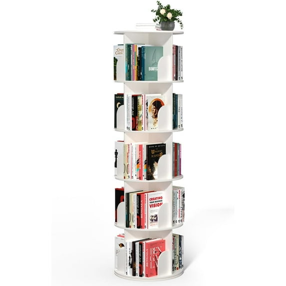 Rotating Bookshelf Tower, 5 Tier Spinning Bookcase Lazy Susan ...