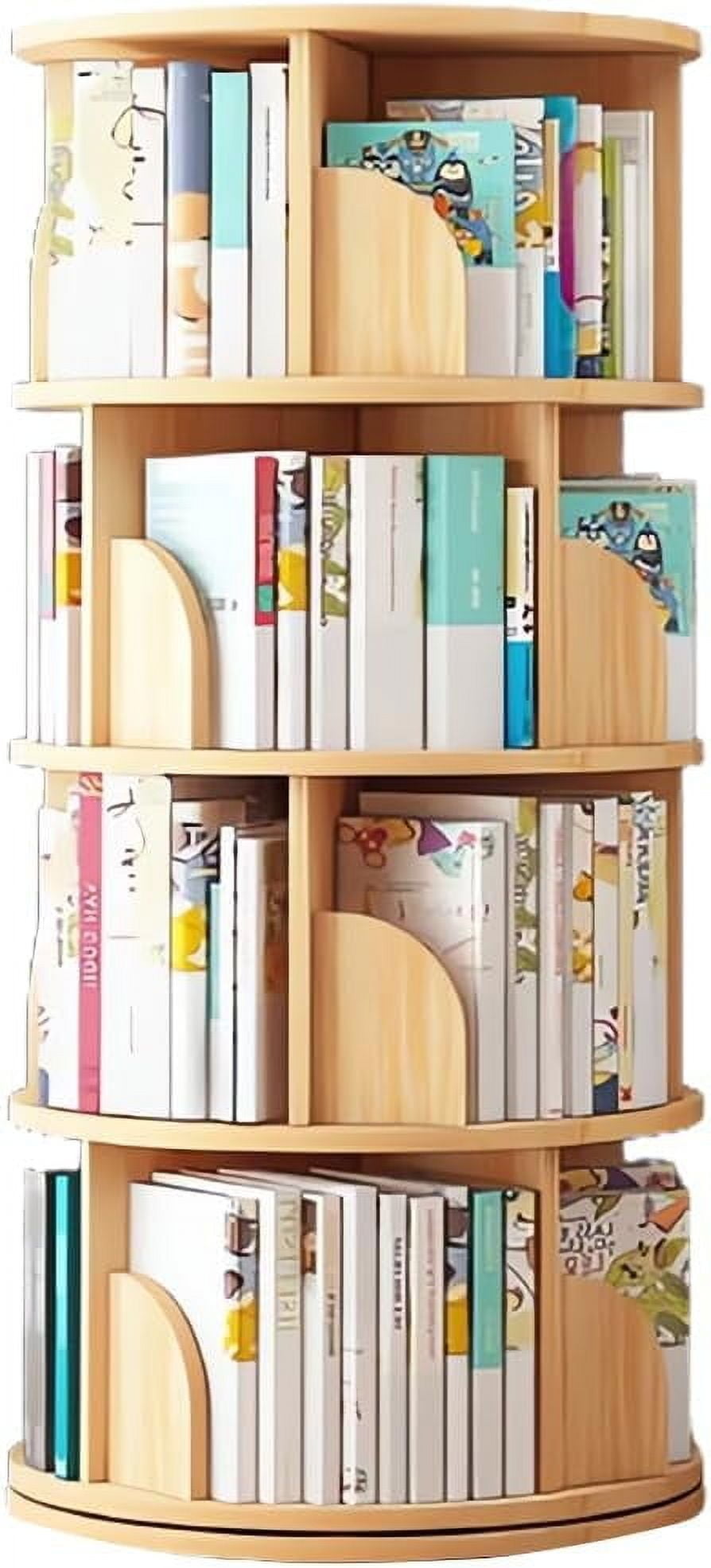 Rotating Bookshelf Tower, Circular Bookshelf for Kids&Adults,18 in Wood ...