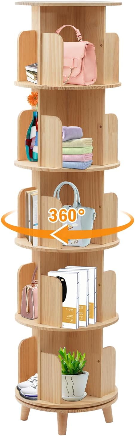 Rotating Bookshelf Tower for Kids Rooms Corner Book Shelf 360 Display ...