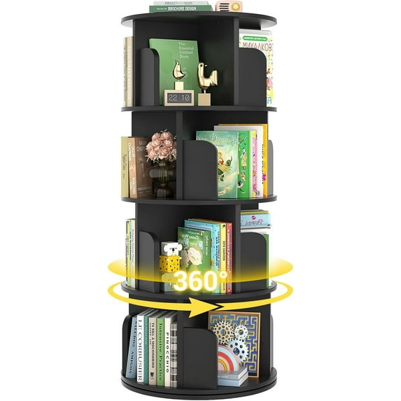 Rotating Bookshelf Wood Corner Bookshelf 360 Display Spinning Bookcase ...