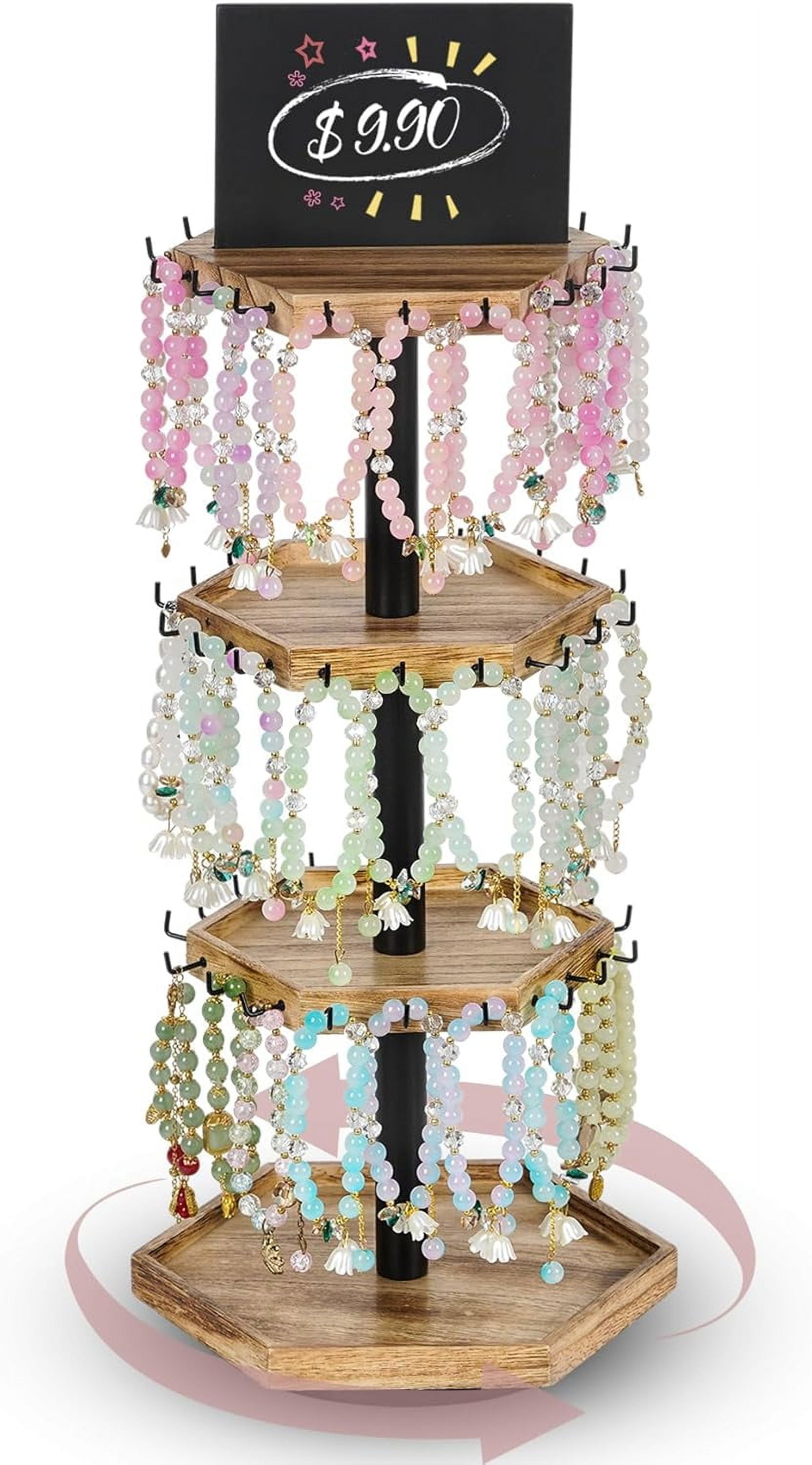 Rotating Bracelet Holder,4 Tier Bracelet Holder Display, Hexagon ...