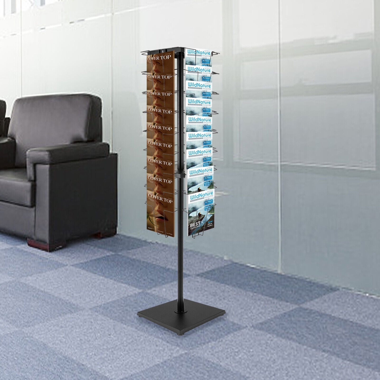 Rotating Brochure Display Stand,Detachable Magazine Rack with 36 ...