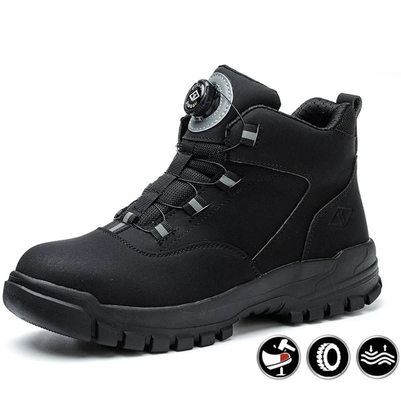 Rotating Buttons Men Safety Boots Autumn Winter Steel Toe Work Boots ...