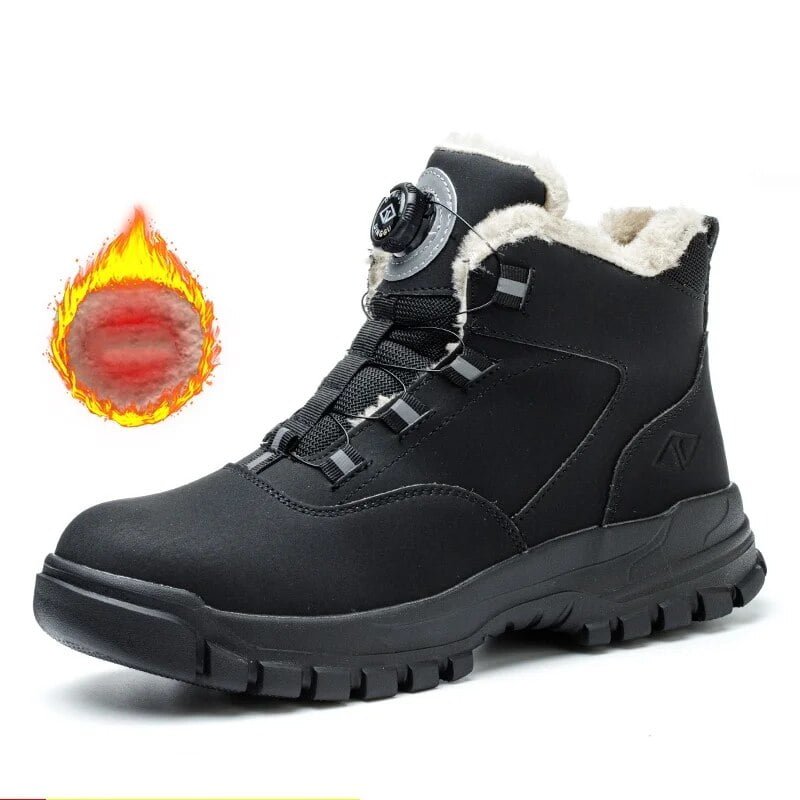 Rotating Buttons Safety Shoes Men Waterproof Work Boots Anti-smash Anti ...