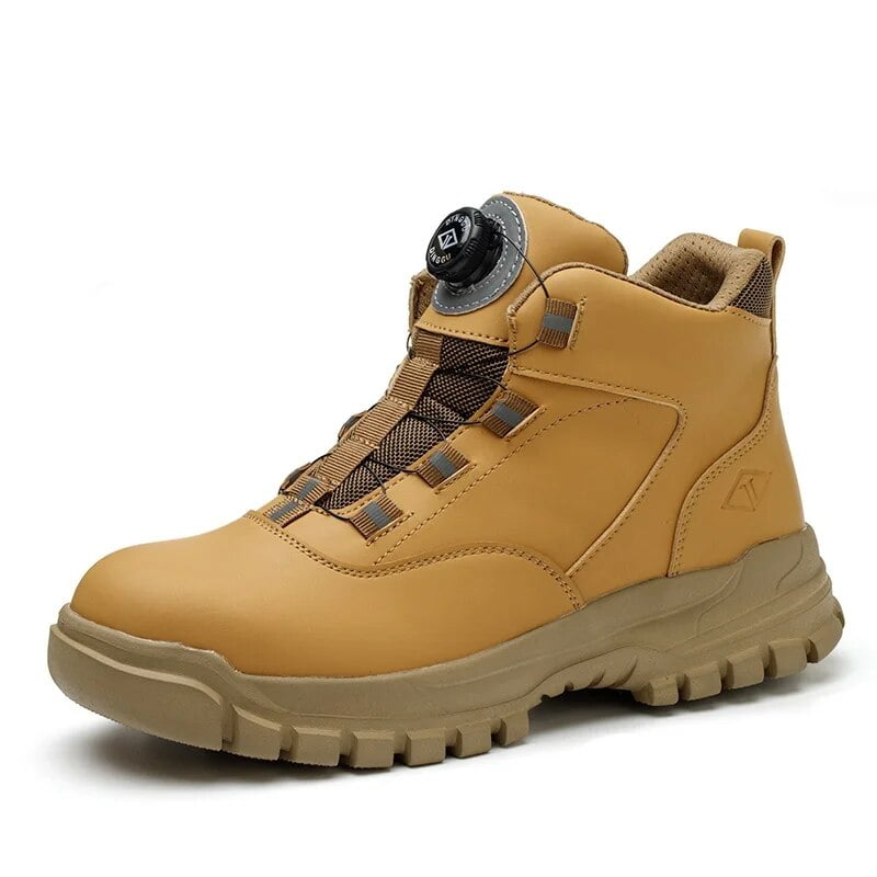 Rotating Buttons Safety Shoes Men Waterproof Work Boots Anti-smash Anti ...