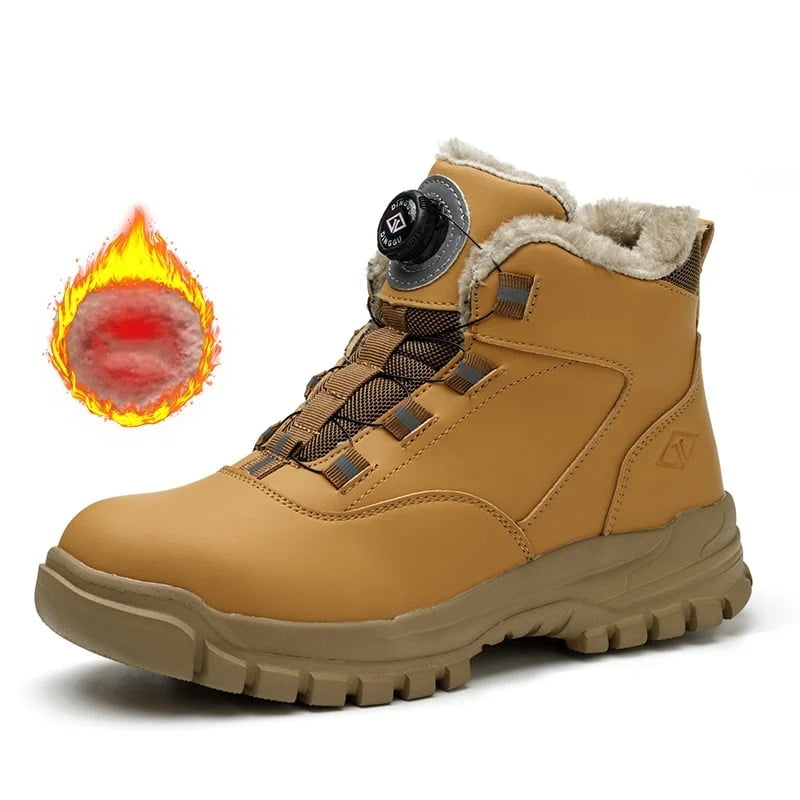 Rotating Buttons Safety Shoes Men Waterproof Work Boots Anti-smash Anti ...