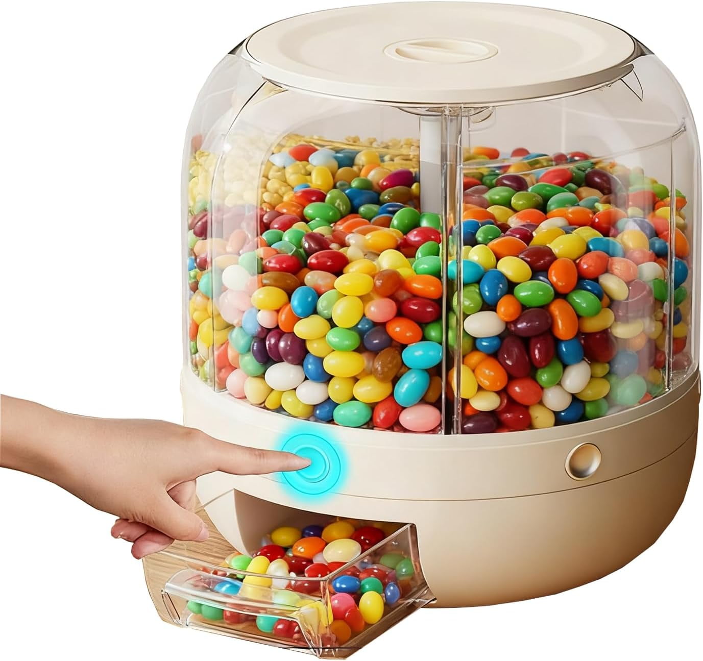 Rotating Candy Dispenser, 6-Compartment 360° Spinning Snack Organizer ...