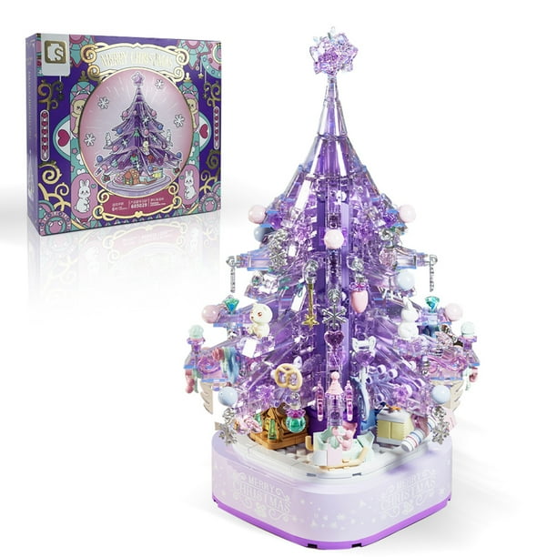 Rotating Christmas Tree Building Blocks with LED Light & Music Box ...