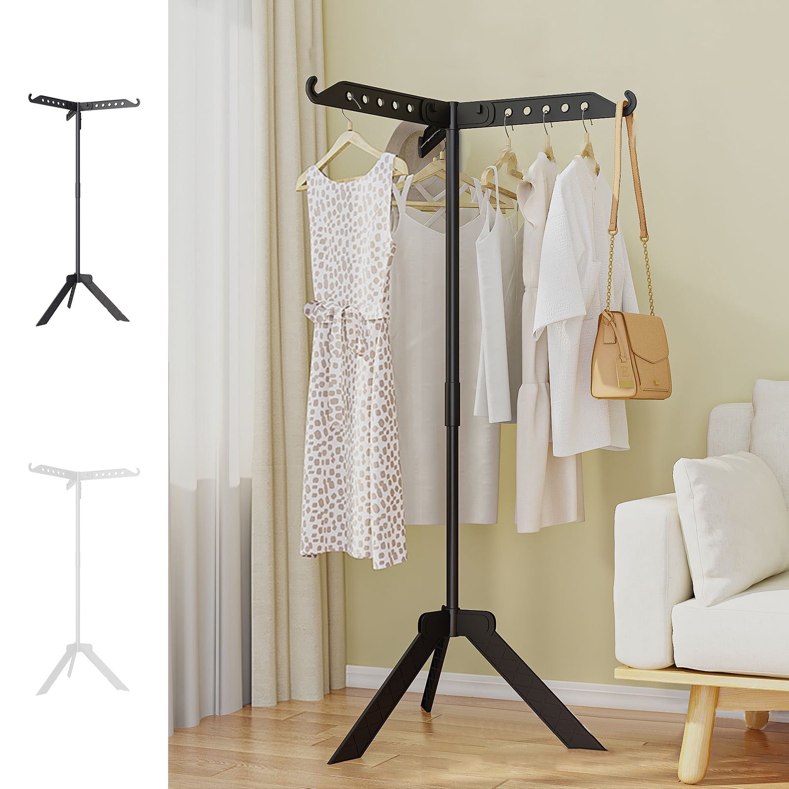 Rotating Clothes Rack, Foldable Wall Mount Dryer, Large Capacity ...