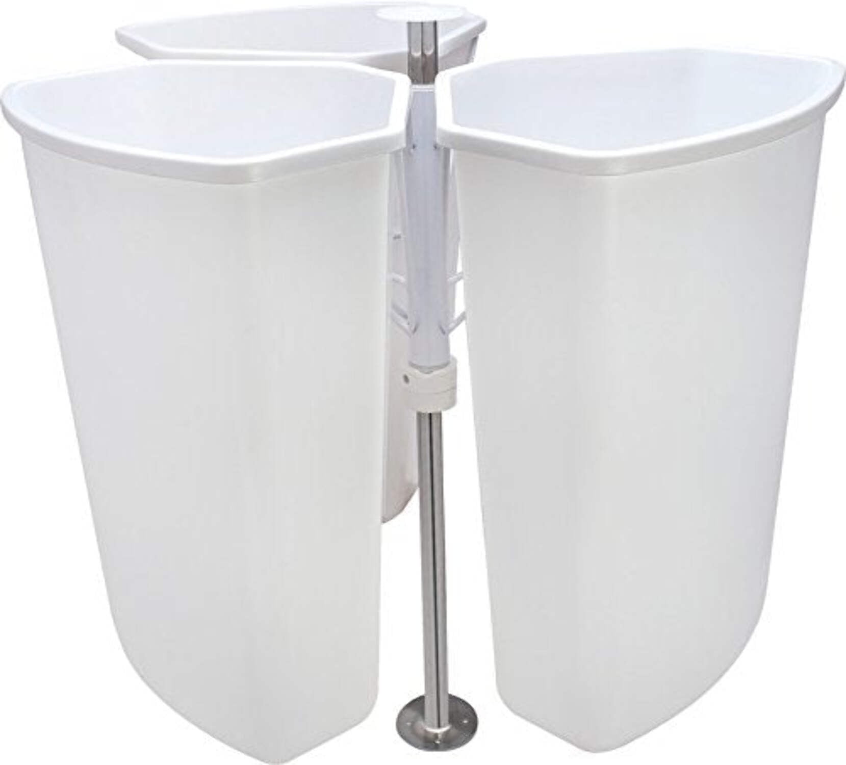 Rotating Corner Base Cabinet Recycling Trash Center with Three Bins 3 x ...