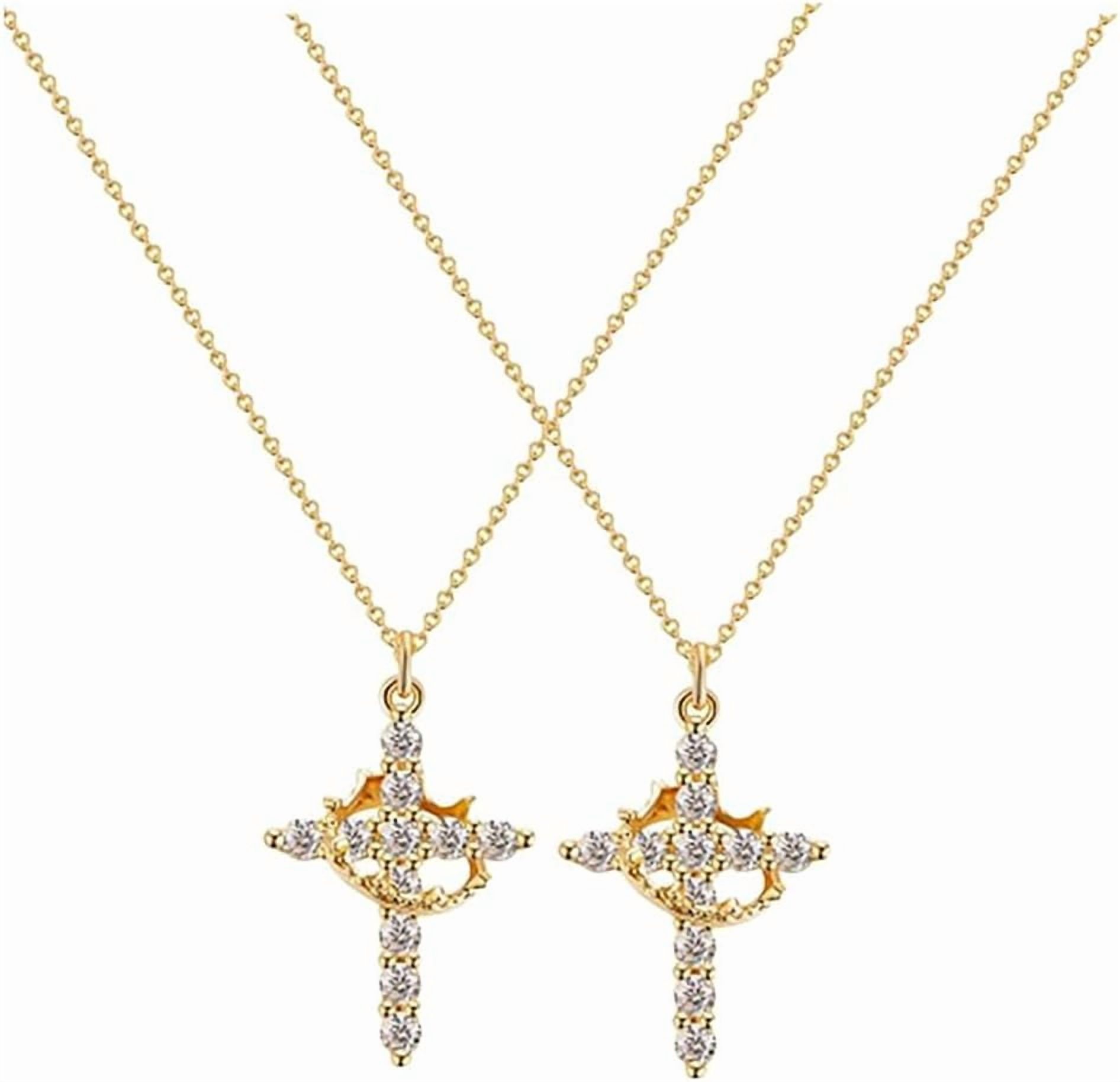 Rotating Crown Best Cross Pendant Necklace, Women's Diamond Cross ...