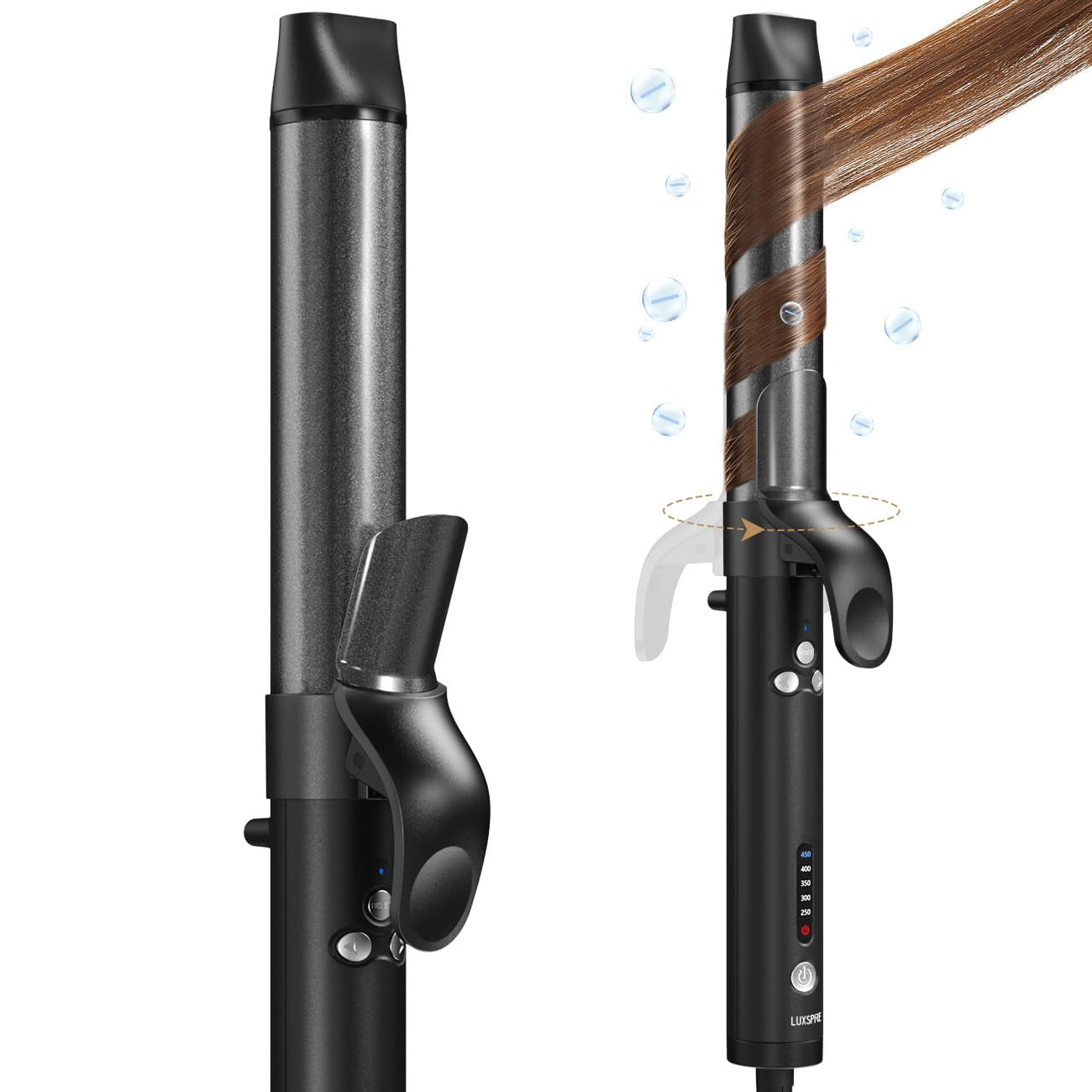 Rotating Curling Iron, 1 1/4 inch Automatic Curling Iron Instant Heat ...