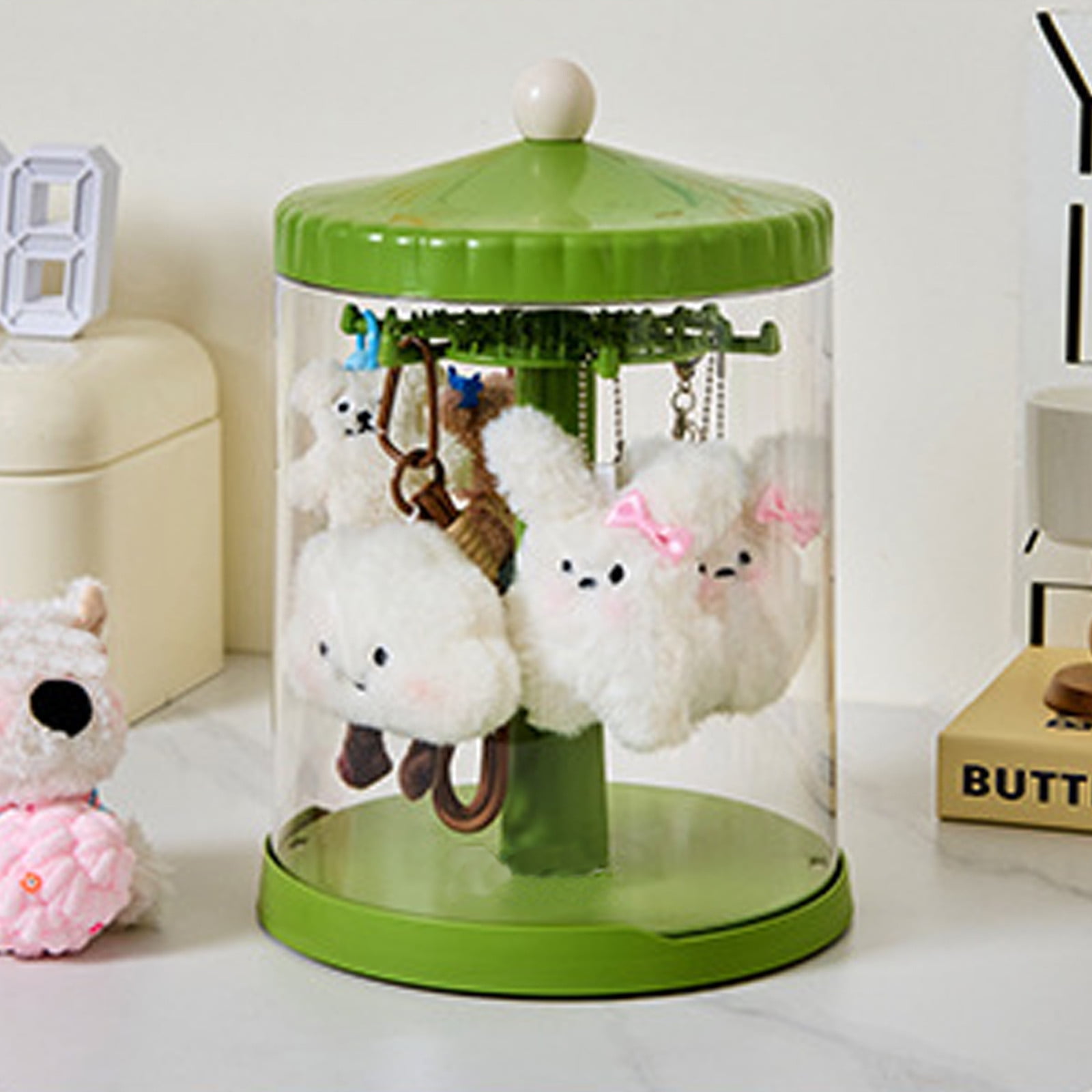 Rotating Display Case with 360 View for Collectibles Toys and Blind Boxes Transparent Storage ...