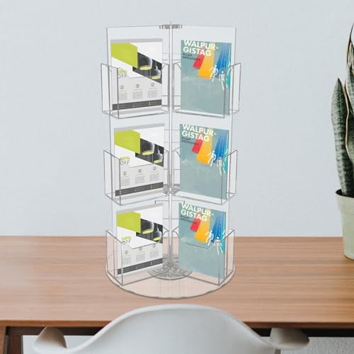 Rotating Display Stand,3 Tier 12 Pocket Spinning Acrylic Business Card ...