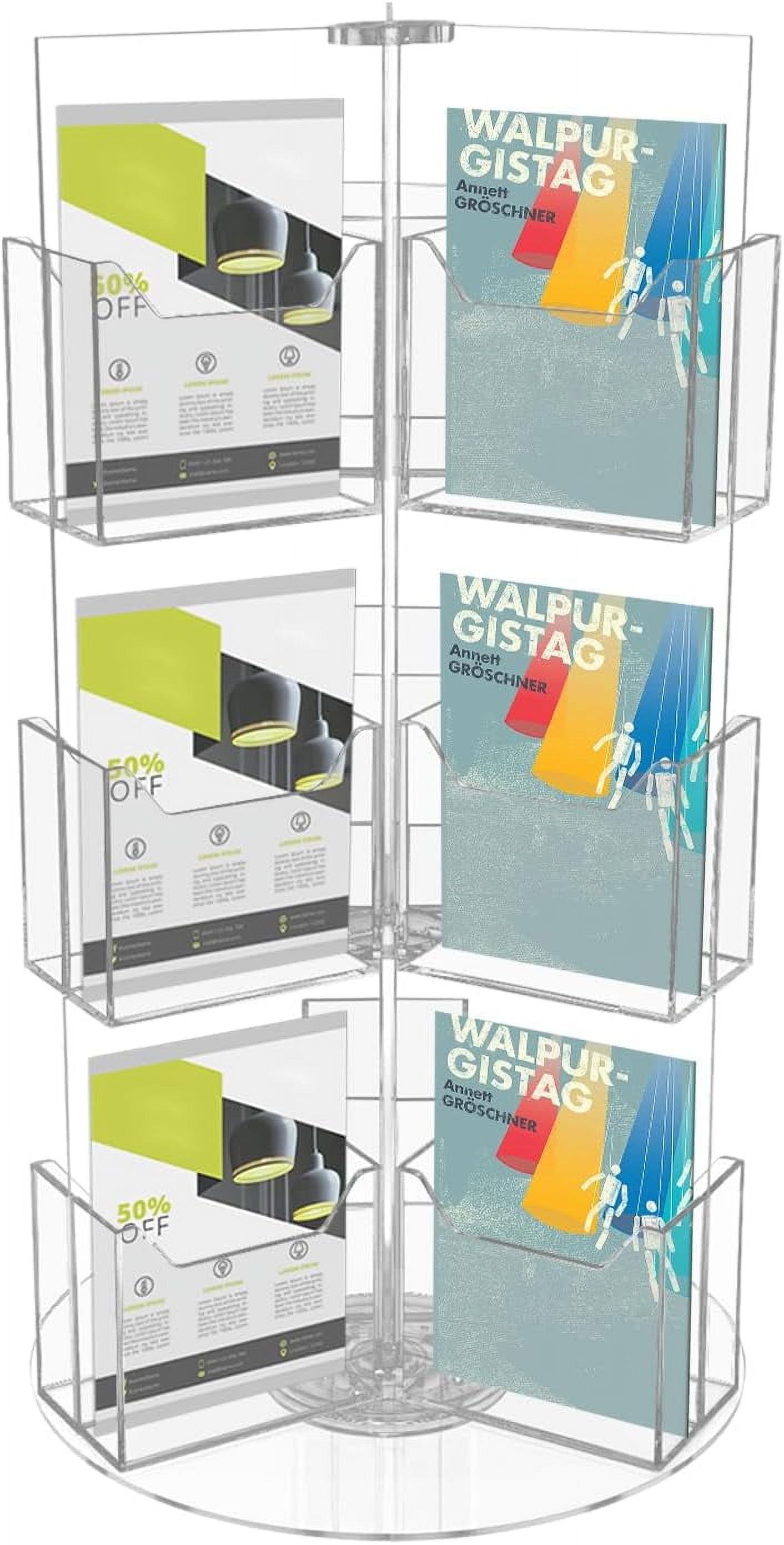 Rotating Display Stand,3 Tier 12 Pocket Spinning Acrylic Business Card ...