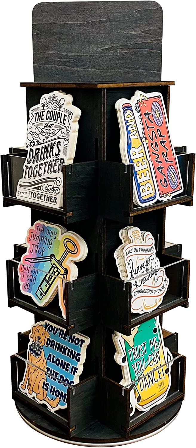 Rotating Display Stand, 3 Tier Wooden Organizer, 4-Sided Display Rack ...