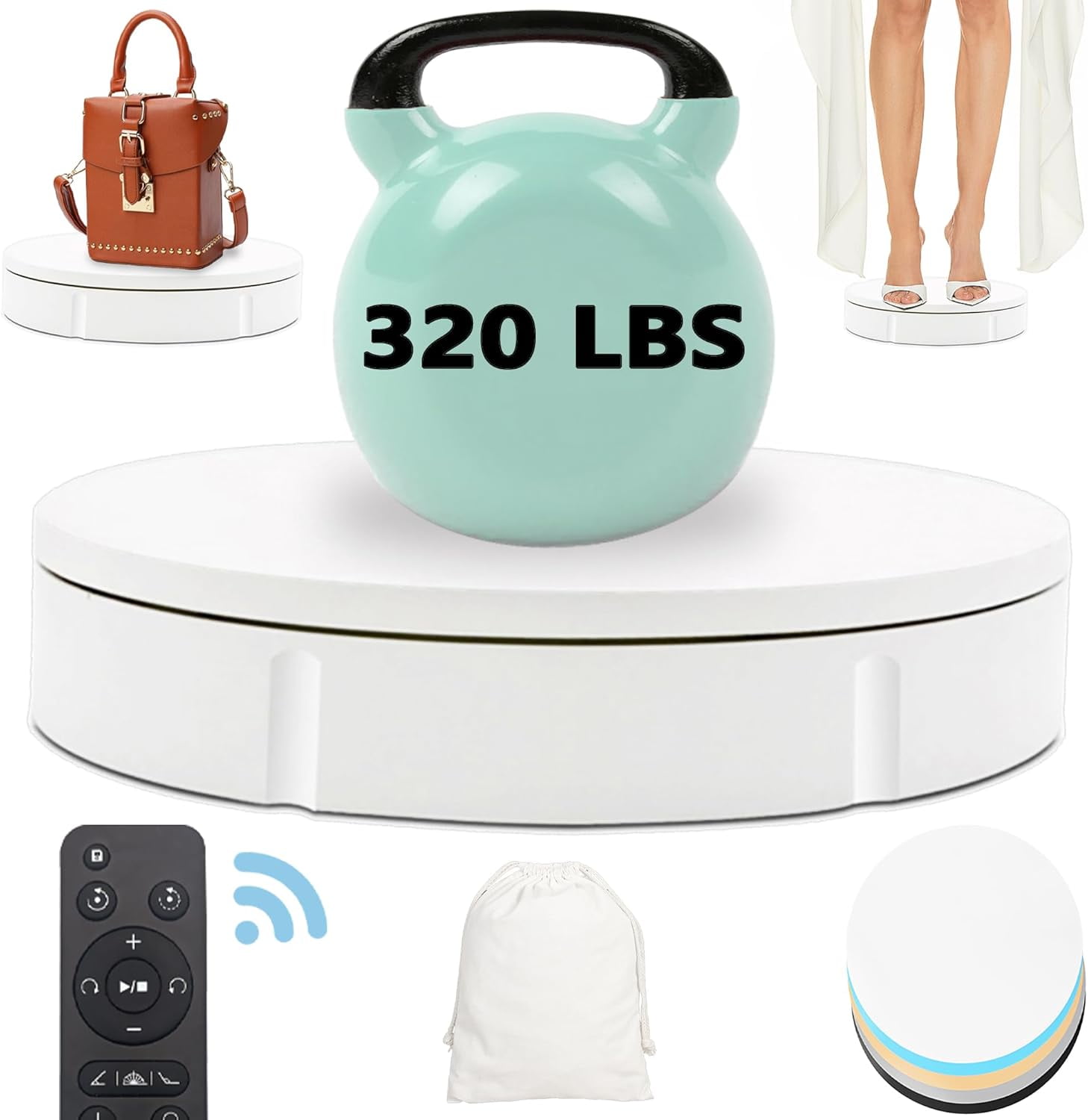 Rotating Display Stand 320lbs Capacity, 360 Degree Rotating Turntable ...