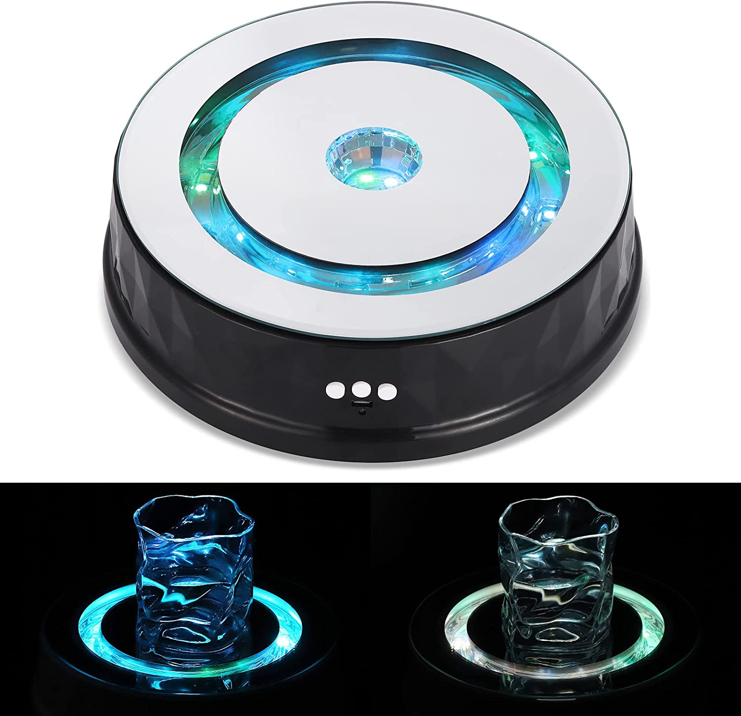 Rotating Display Stand 9inch/17.6lb LED Colorful Light 360 Degree ...
