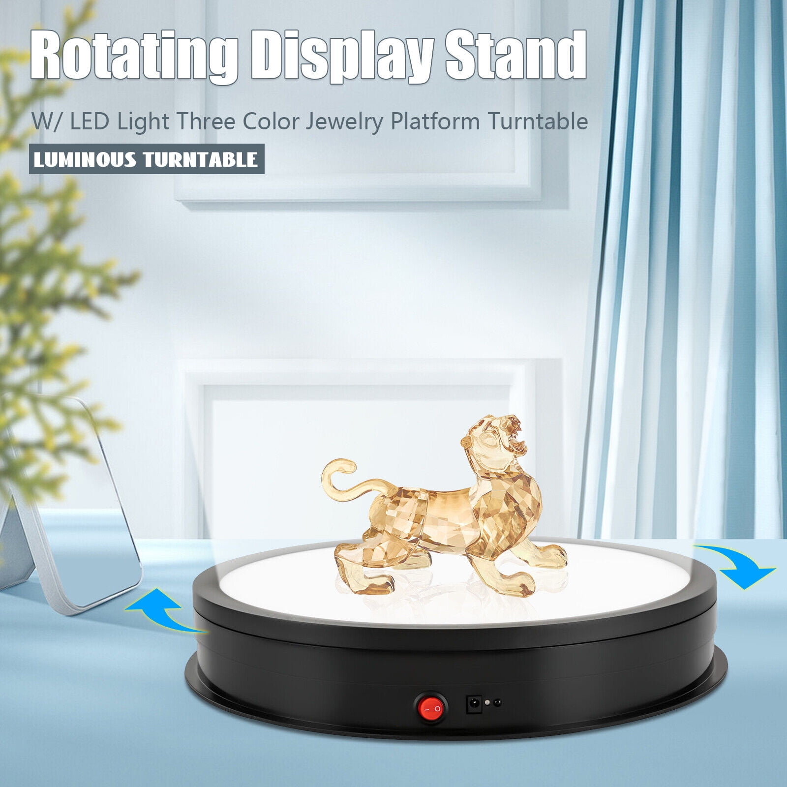 Rotating Display Stand W/ 3 Color Led Light Product Platform Rack ...