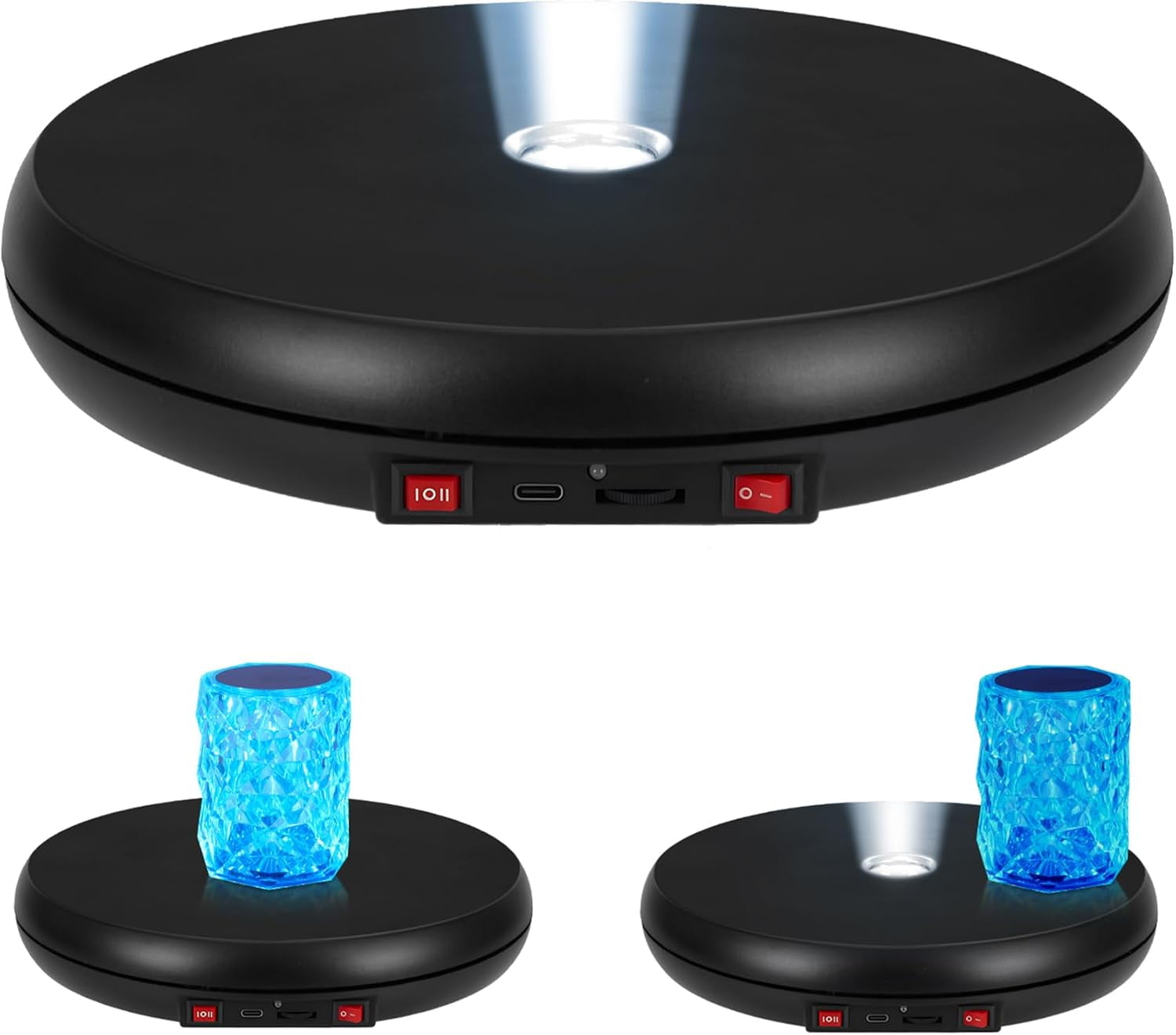 Rotating Display Stand with LED Light 10'' Turntable Spinning Stand for ...