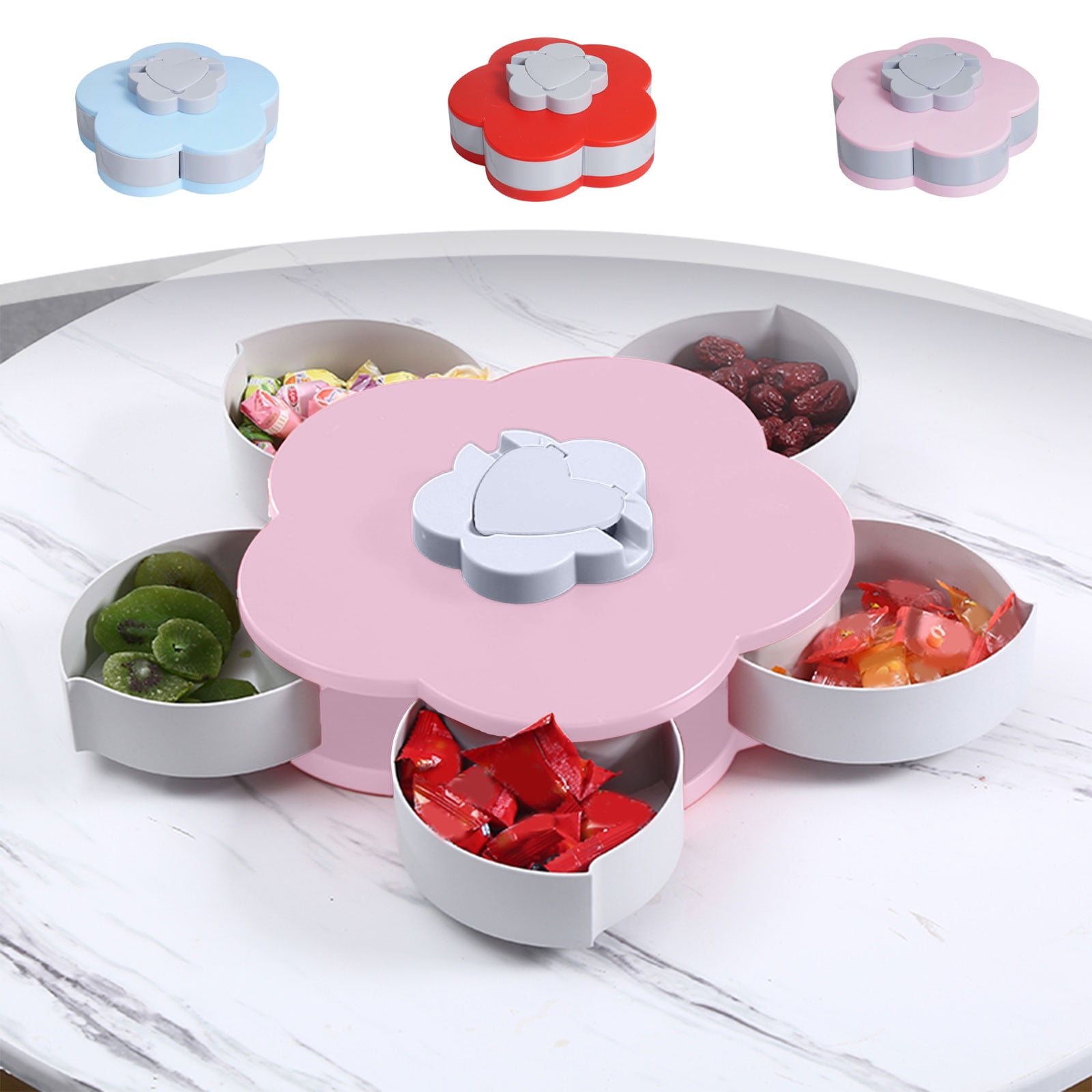 Rotating Dried Fruit Tray | Flower-Shaped Candy Box | Living Room Snack ...