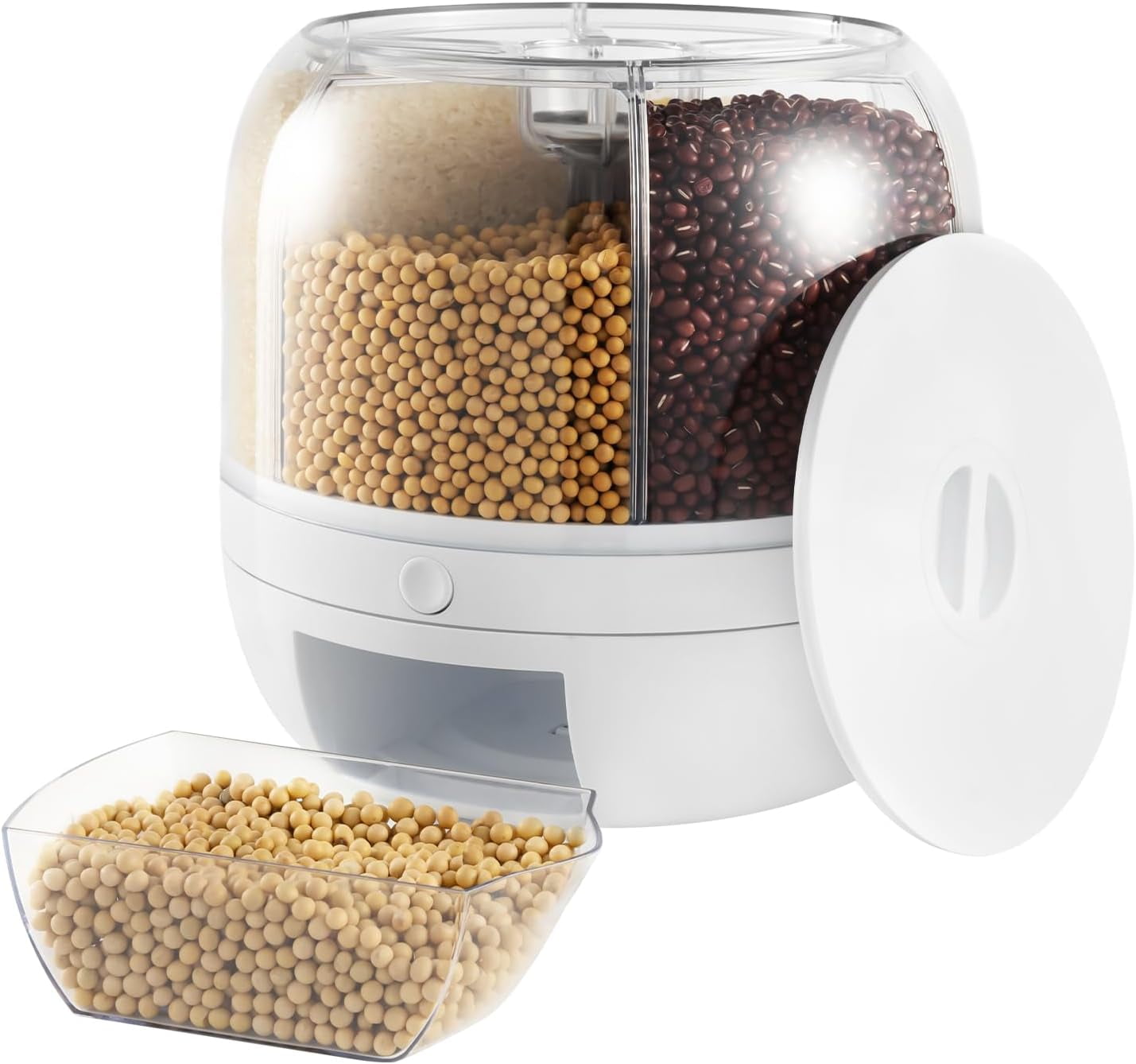 Rotating Dry Grain Food Dispenser, 360° Rotation Rice Container,Cereals ...