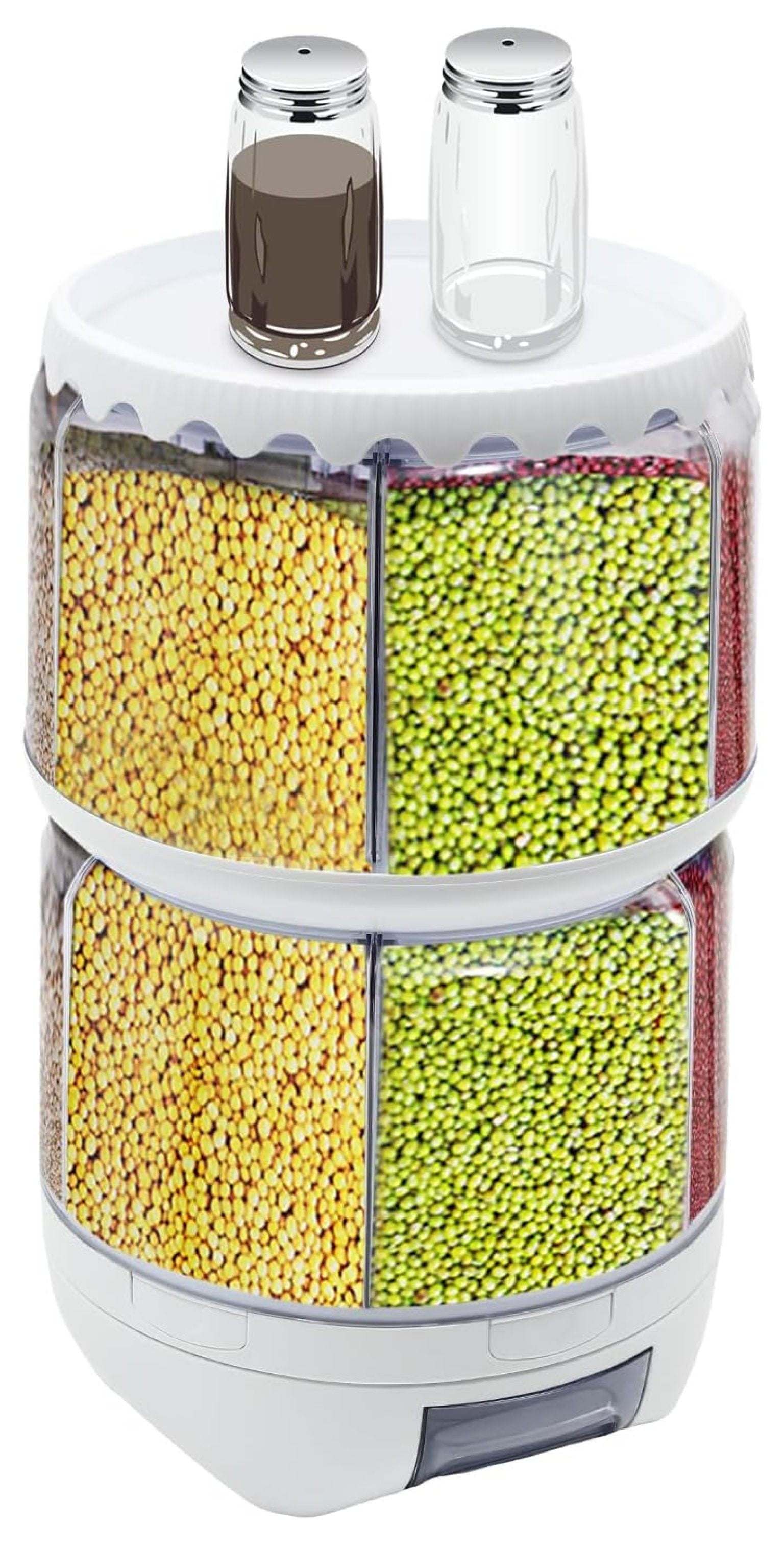 Rotating Dry Storage 6 Grid Cereal Storage Container Dispenser ...