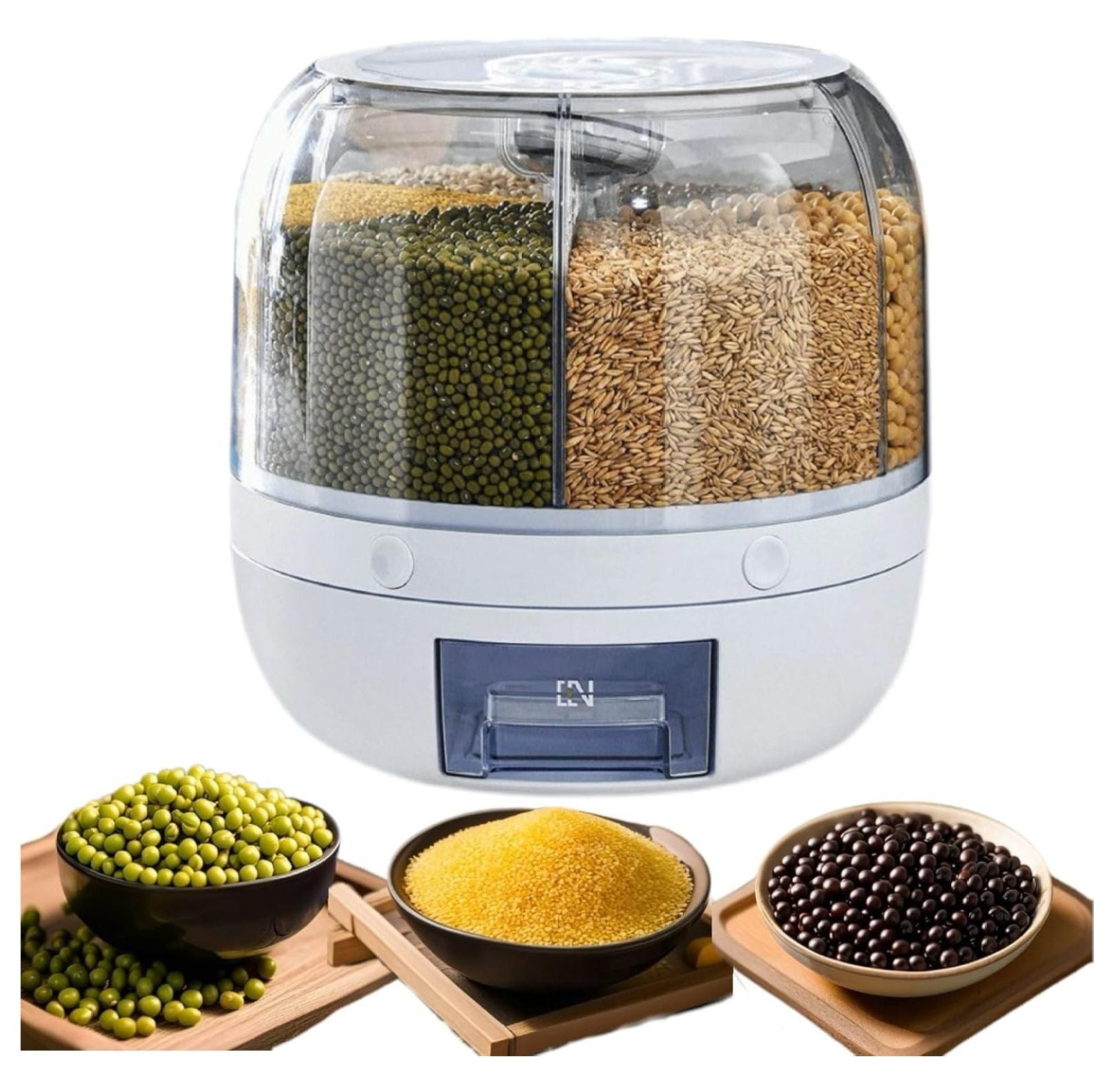 Rotating Dry Storage 6 Grid Cereal Storage Container Dispenser ...