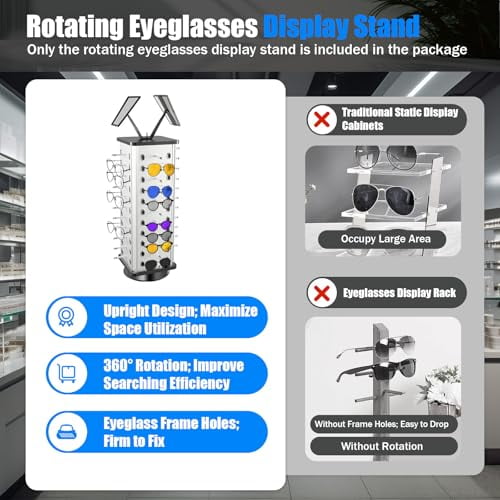 Rotating Eyeglasses Display Stand, Glasses Holder Sunglasses Organizer ...