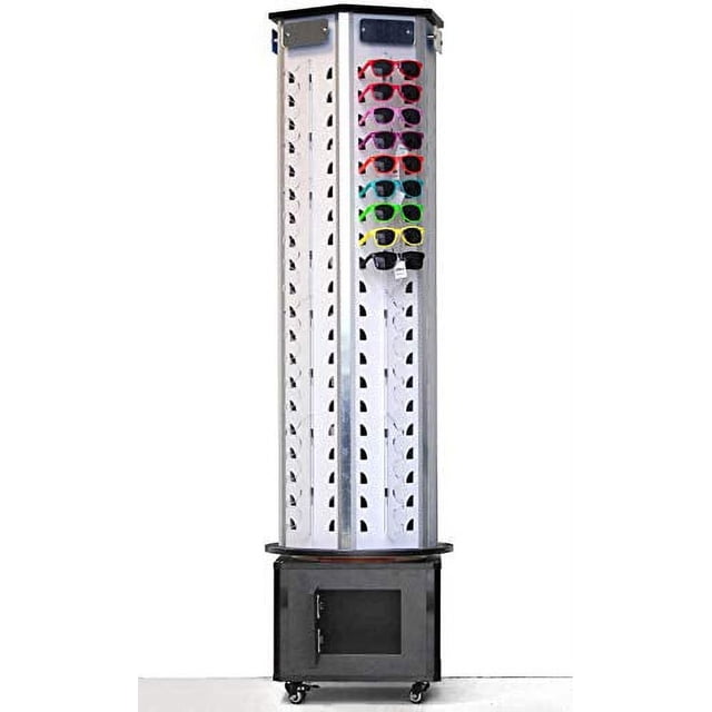Rotating Sunglasses Stand with Wheels and Mirrors, Eyeglass Rack Holder ...