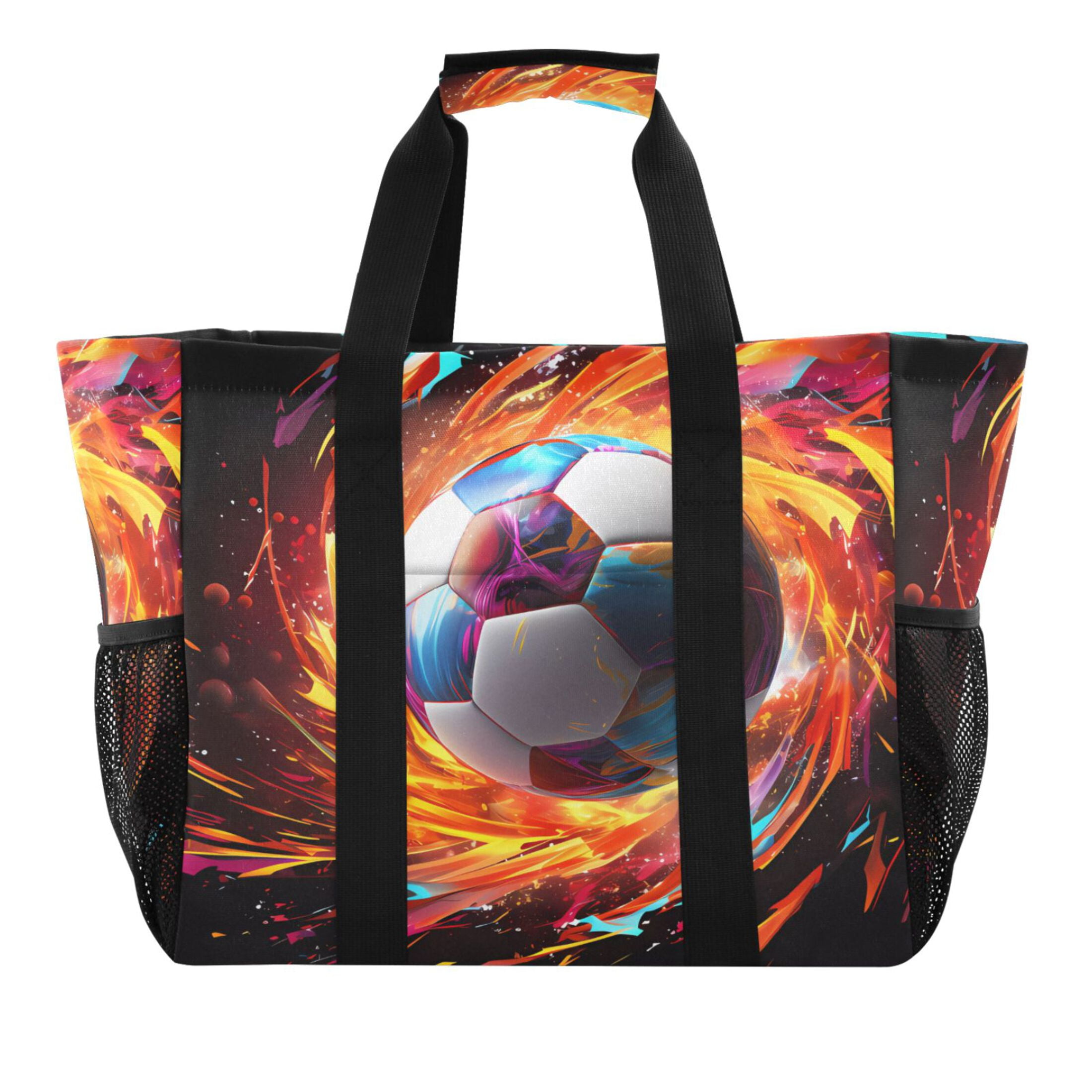 Rotating Football Reusable Grocery Bags with Handle Side Pocket ...
