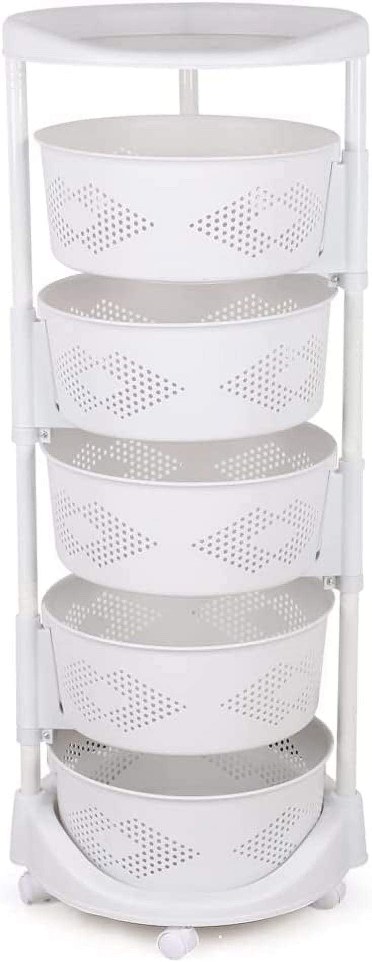Rotating Fruit and Vegetable Storage Basket 3 Tier Cart with Lockable ...