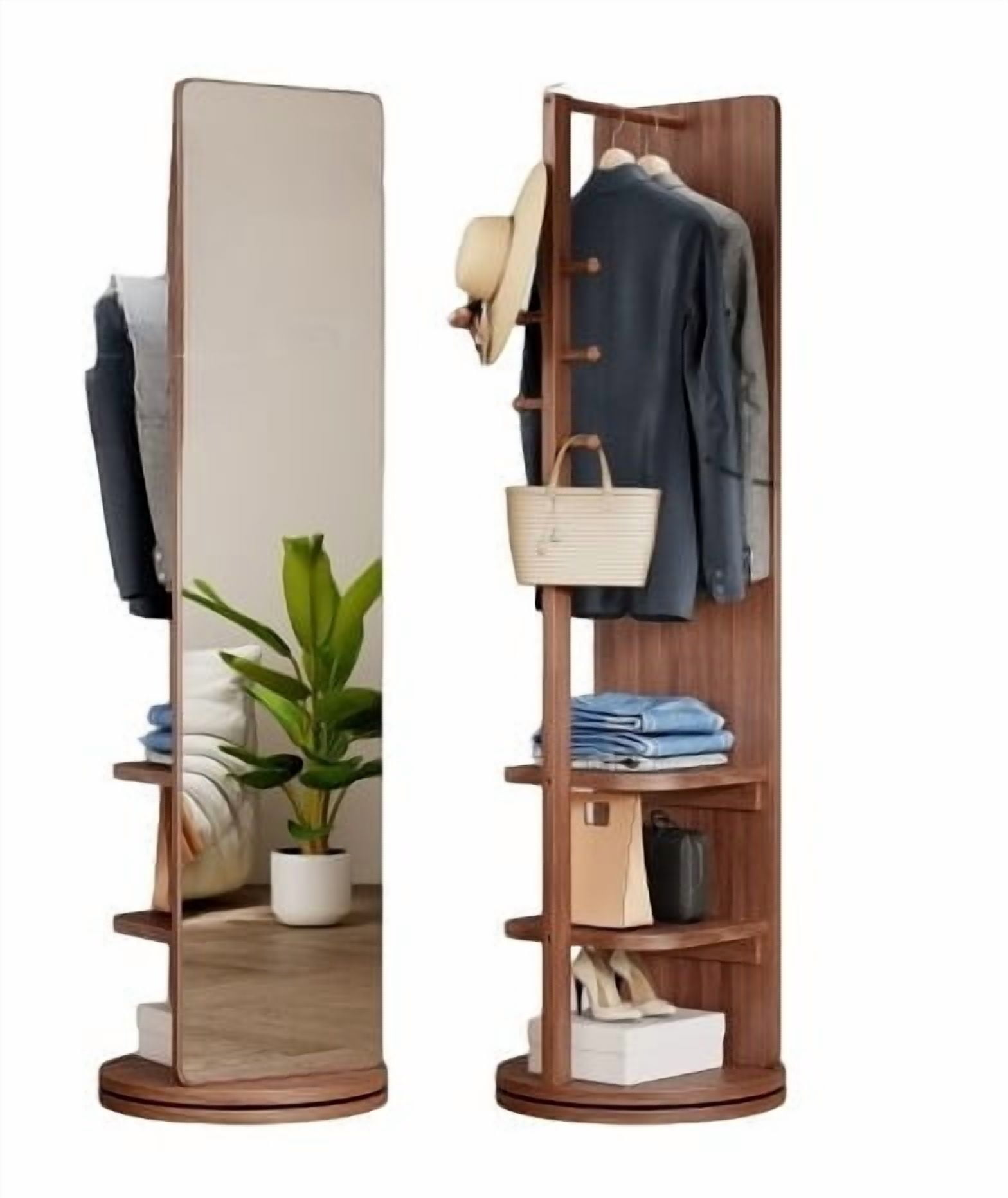 Rotating Full Length Mirror,70"x16" Full Body Mirror Coat Rack,Solid ...