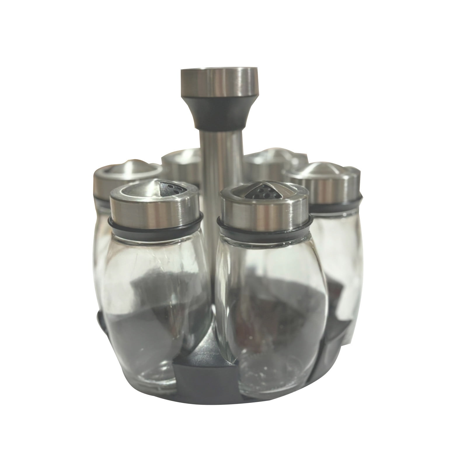 Rotating Glass Spice Bottle Organizer Set, 6-Jar Seasoning Rack with ...