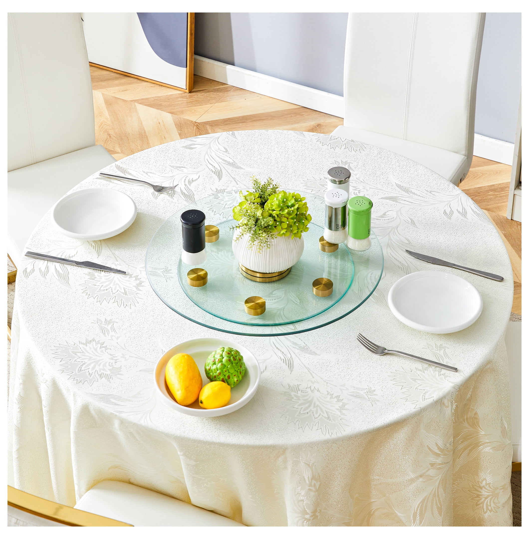 Rotating Glass Tray - 20/15 Inch Double Layer Round Glass Serving Tray ...