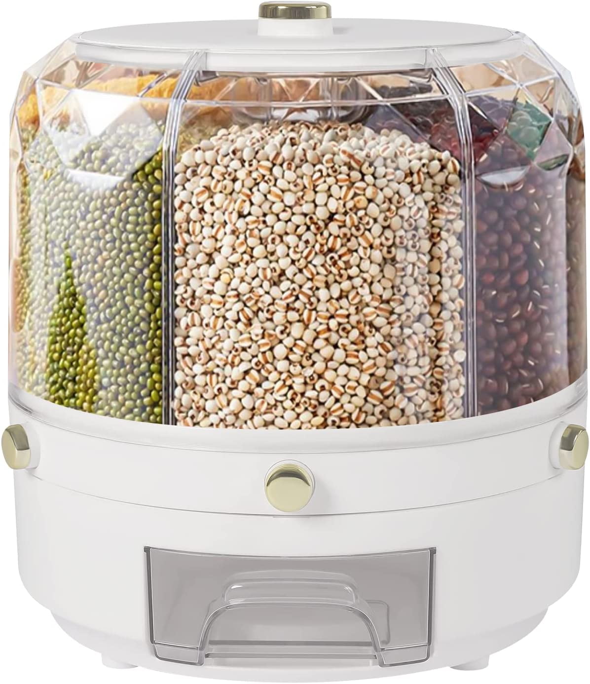 Rotating Grain Dispenser, Round Multigrain Tank Cup 6-Compartment Rice ...