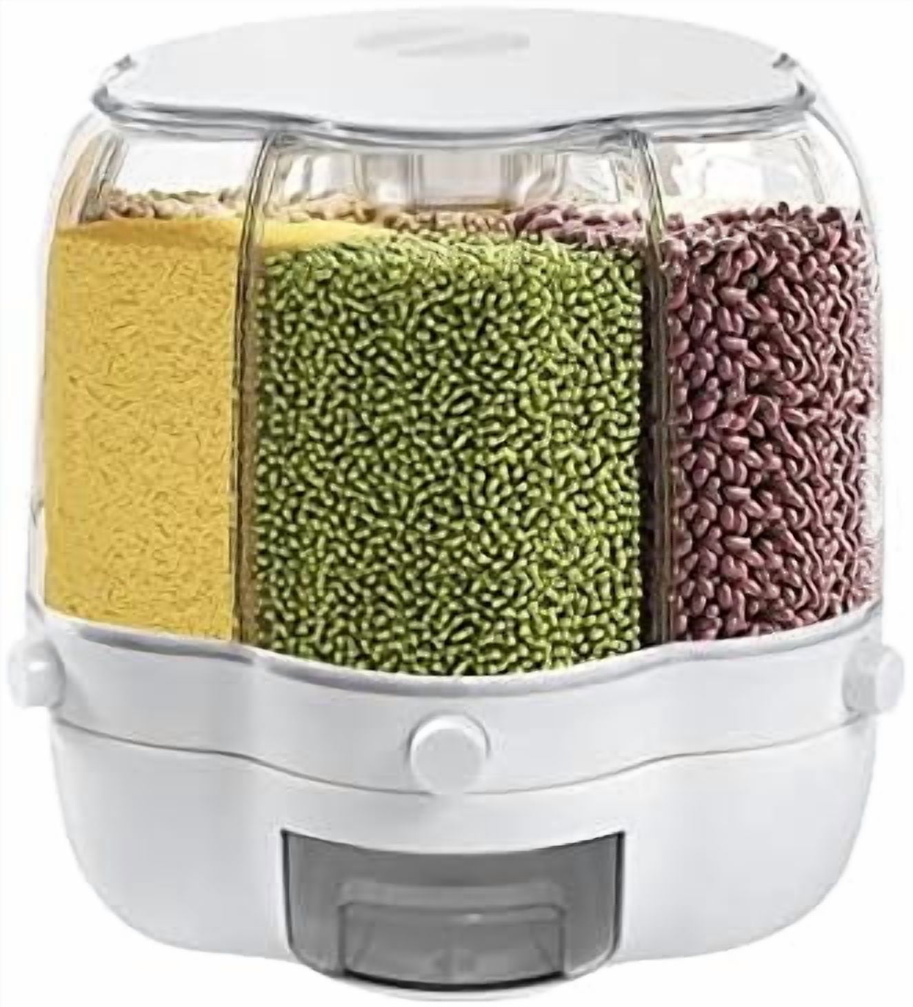 Rotating Grain Dispenser, Round Multigrain Tank Cup 6-Compartment Rice ...