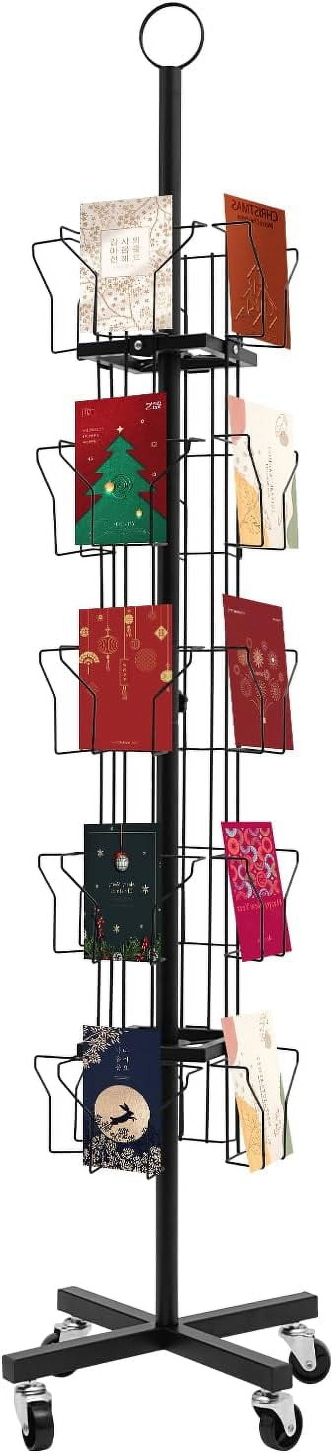 Rotating Greeting Card Rack,20 Pockets Card Display Stand,5 Tier Metal ...