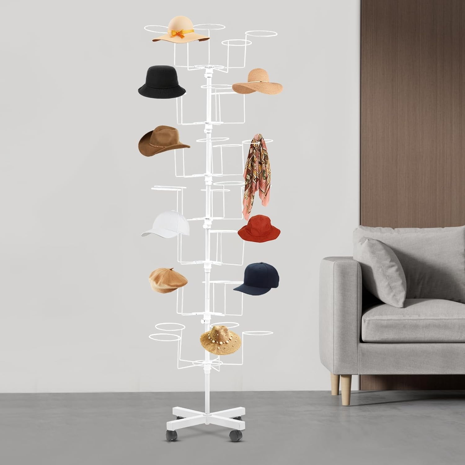 Rotating Hat Display Rack Stand 7 Tiers, Metal Hats Display Stand with ...