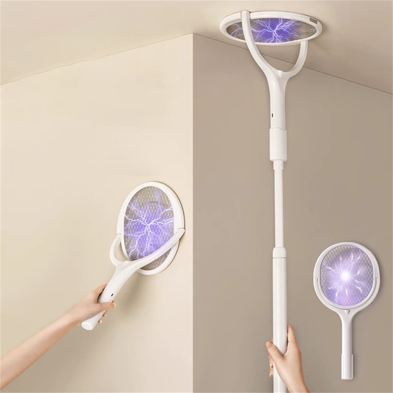 Rotating Head Electric Fly Swatter Racket Rechargeable Bug Zapper ...