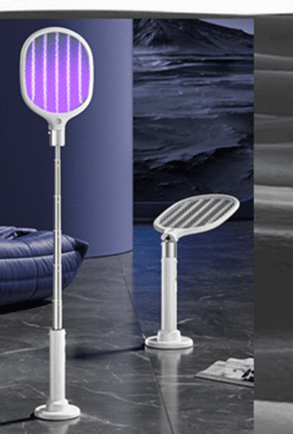 Rotating Head Swatter Rechargeable Electric Mosquito Swatter Telescopic ...