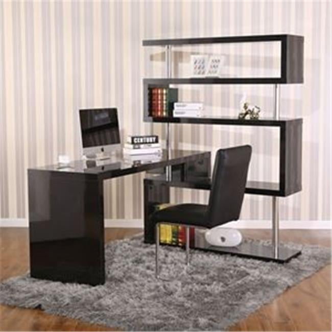 Rotating Home Office Corner Desk & Shelf Combo - Black - Walmart.com